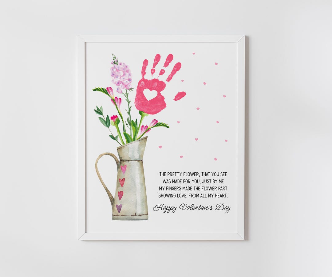 Valentine's Day Poem Handprint Art Bouquet, Valentines Craft Activity ...