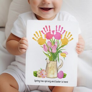 Easter Flower Bouquet Handprint Art Craft for Kids, Preschool Activitiy ...