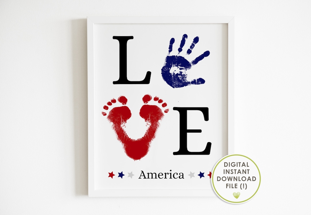 Love America Handprint Art Craft, First 4th of July, Independence Day ...
