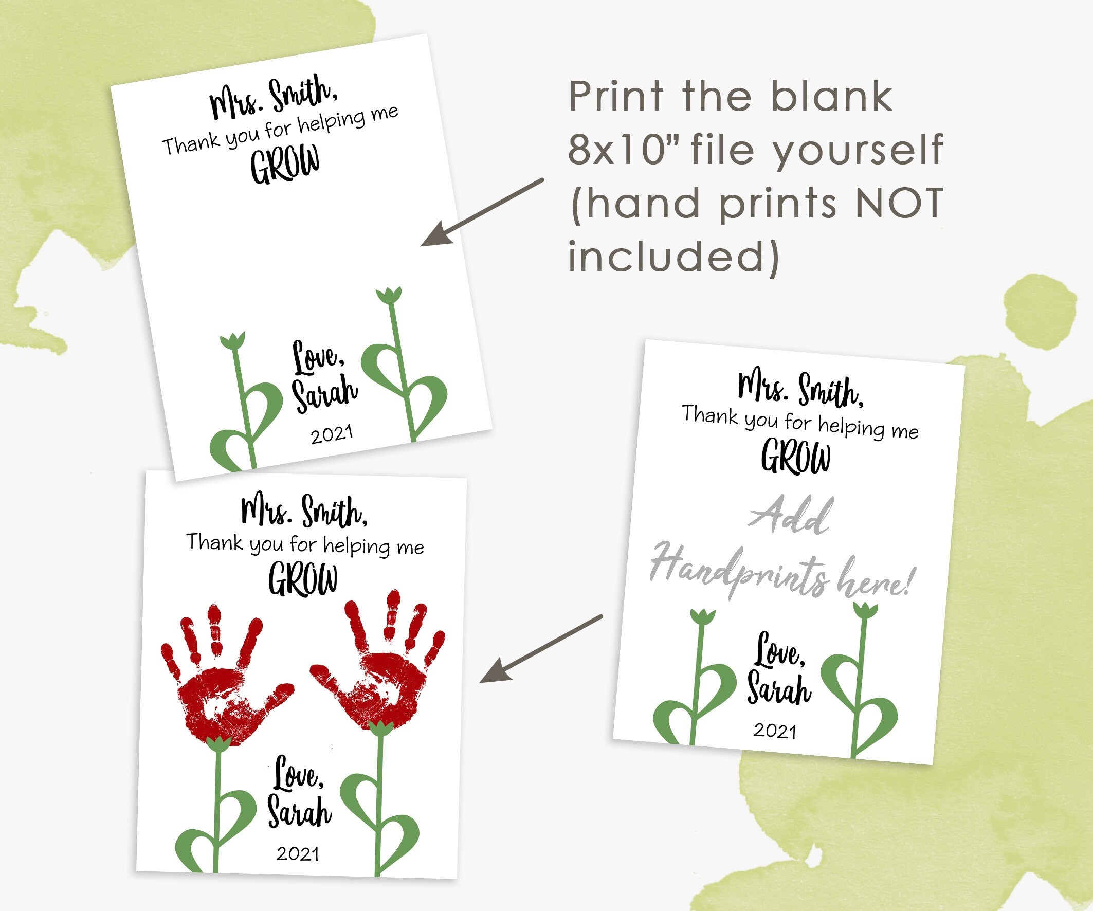 Thank you for helping me grow Handprint Art Craft Kids | Etsy