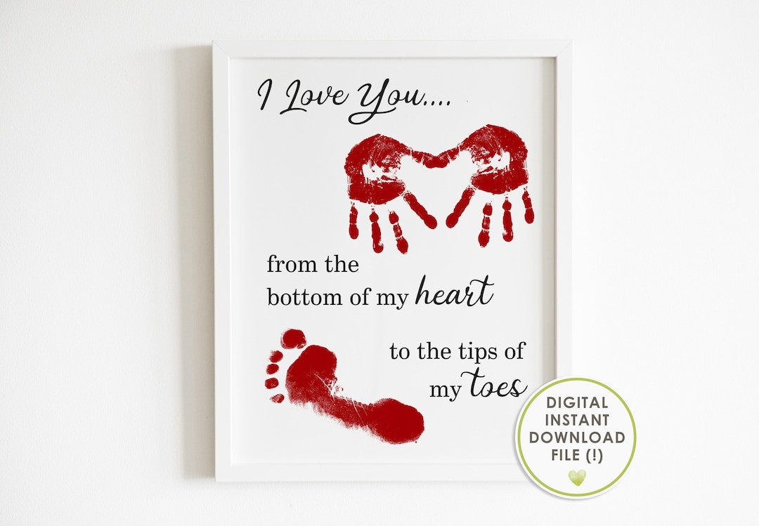 Handprint Art Valentine, Footprint Craft for Valentines Day, I Love You ...
