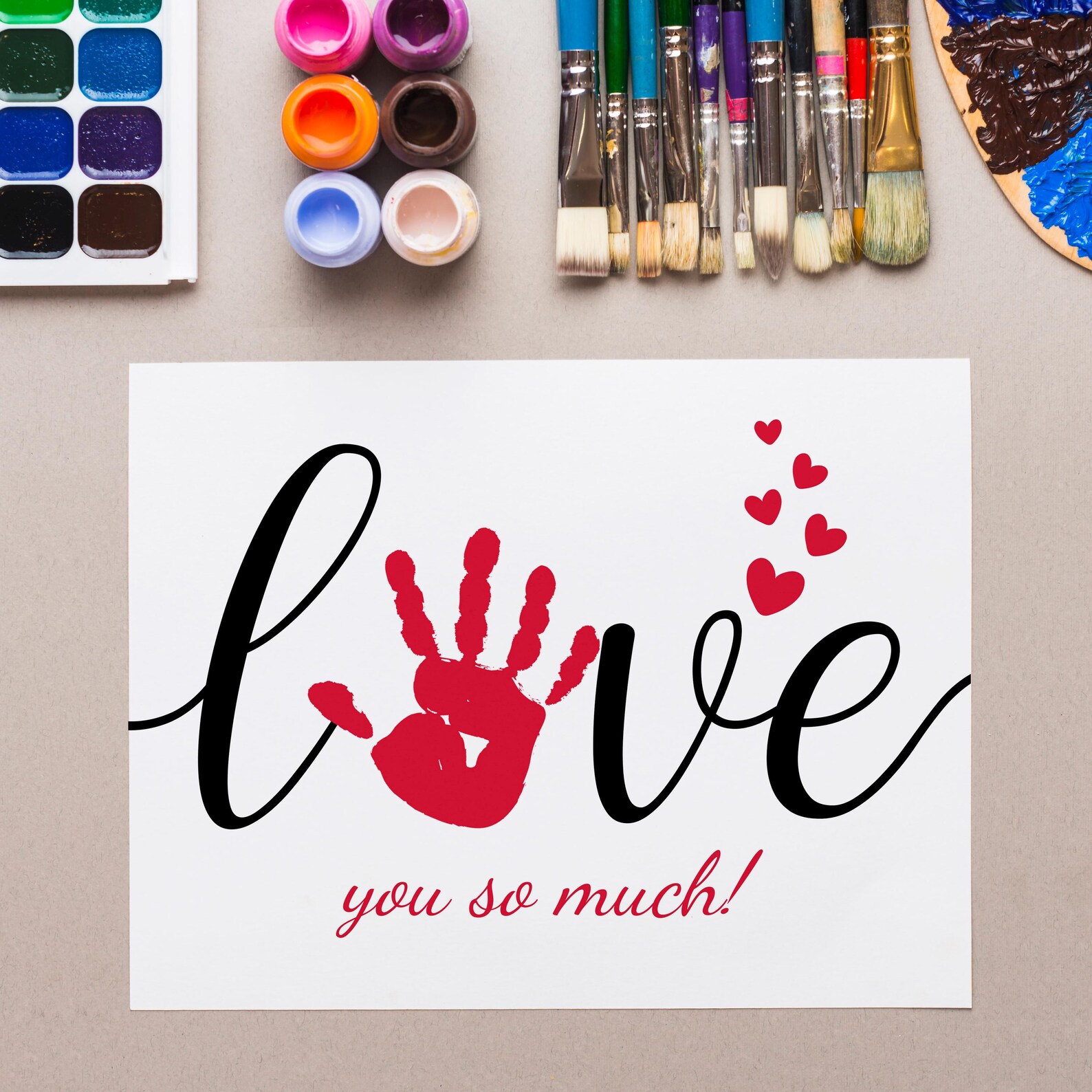LOVE Handprint Art Craft, Valentine's Day Gift From From Kids, DIY ...