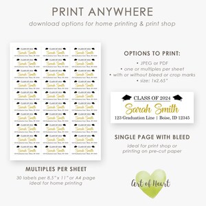 Editable Graduation Address Labels, DIGITAL DOWNLOAD, Graduation ...
