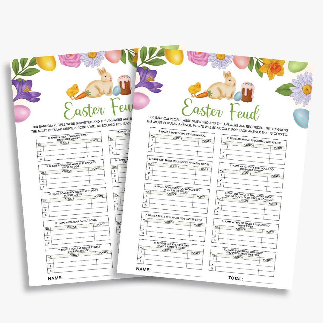 Easter Feud Game, Easter Party Activity, Family Feud, for Adults | for ...