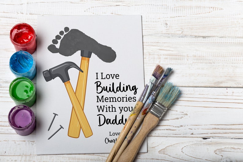 Hammer Footprint Art, Father's Day Gift, From Baby, From Son, Birthday ...