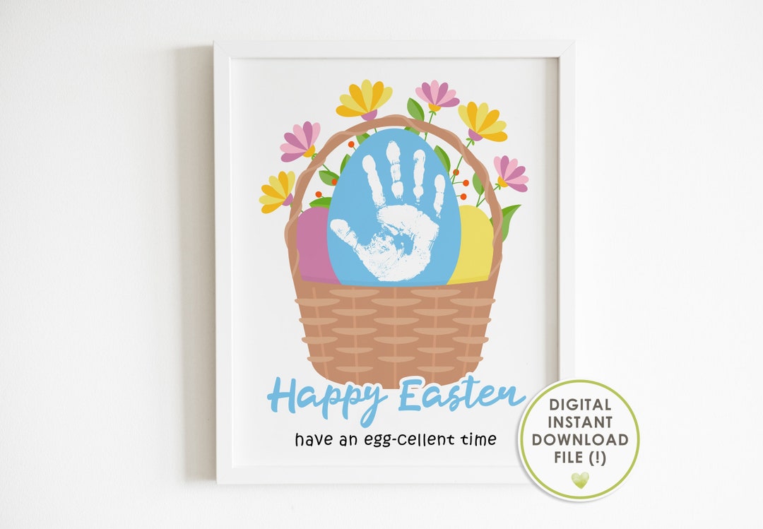 Handprint Art, Easter Egg in Basket, Printable Easter Craft, Keepsake ...