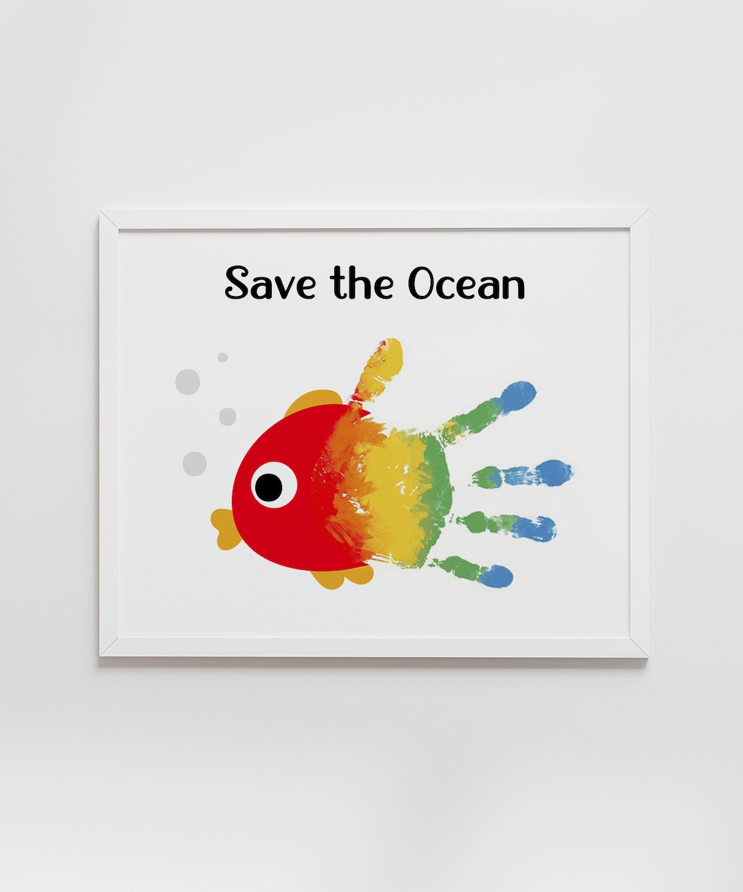 Earth Day, Fish Handprint DIY Art Craft, Save the Ocean, Kindergarten ...