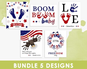 Handprint Art 4th of July Footprint Art Printable Craft | Etsy