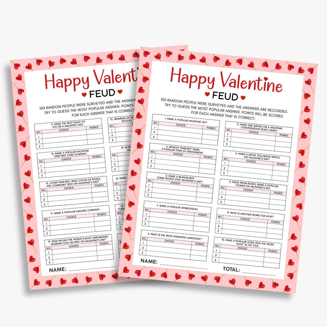 Valentines Feud Game, Valentine's Day Party Activity, Family Feud, for ...