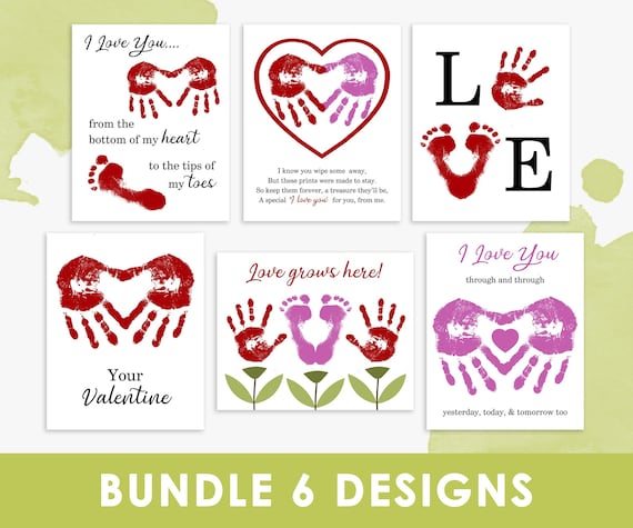 Handprint Art Valentine Bundle Dad Valentines Day Gift | Etsy