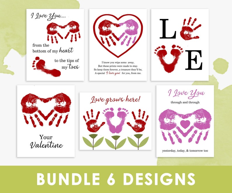 Handprint Art Valentine Bundle Dad Valentines Day Gift | Etsy