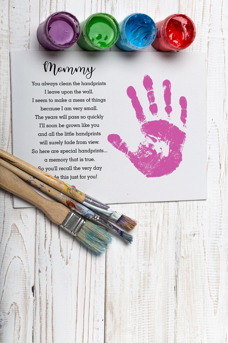 Handprint Art DIY Mothers Day Gift From Kids INSTANT - Etsy