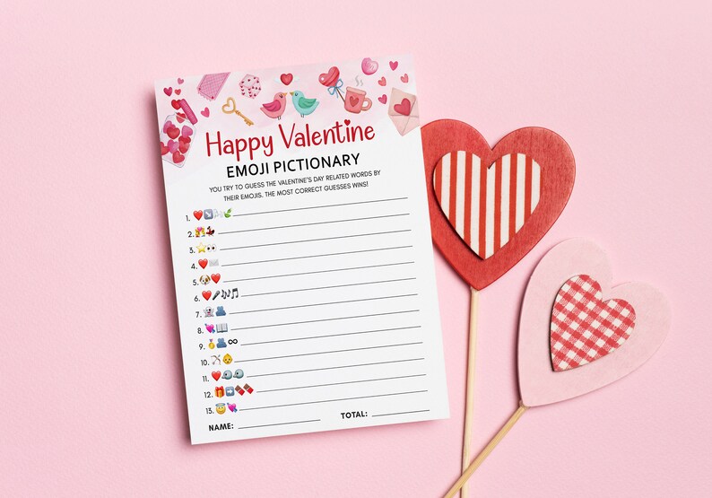 Valentines Day Emoji Pictionary Game, for Kids, Valentine's Day ...