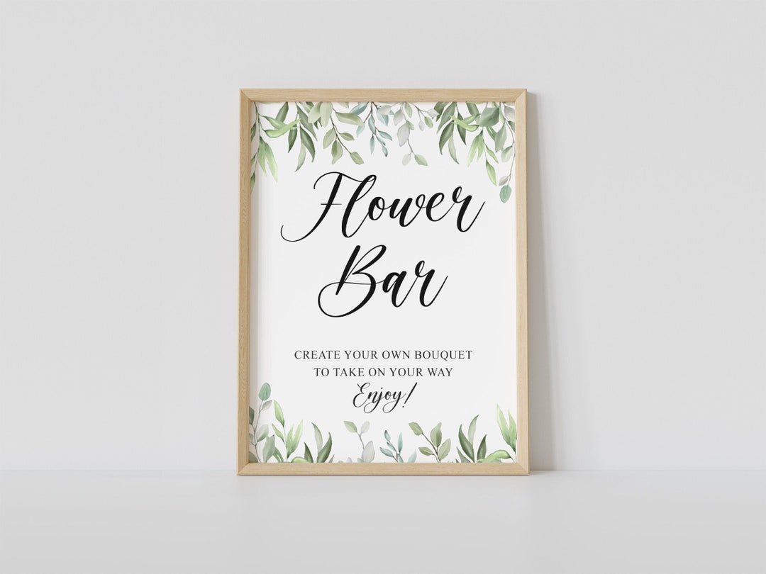 Flower Bar Sign, Greenery, Flower Favor Sign, Bouquet Bar Sign, Baby ...