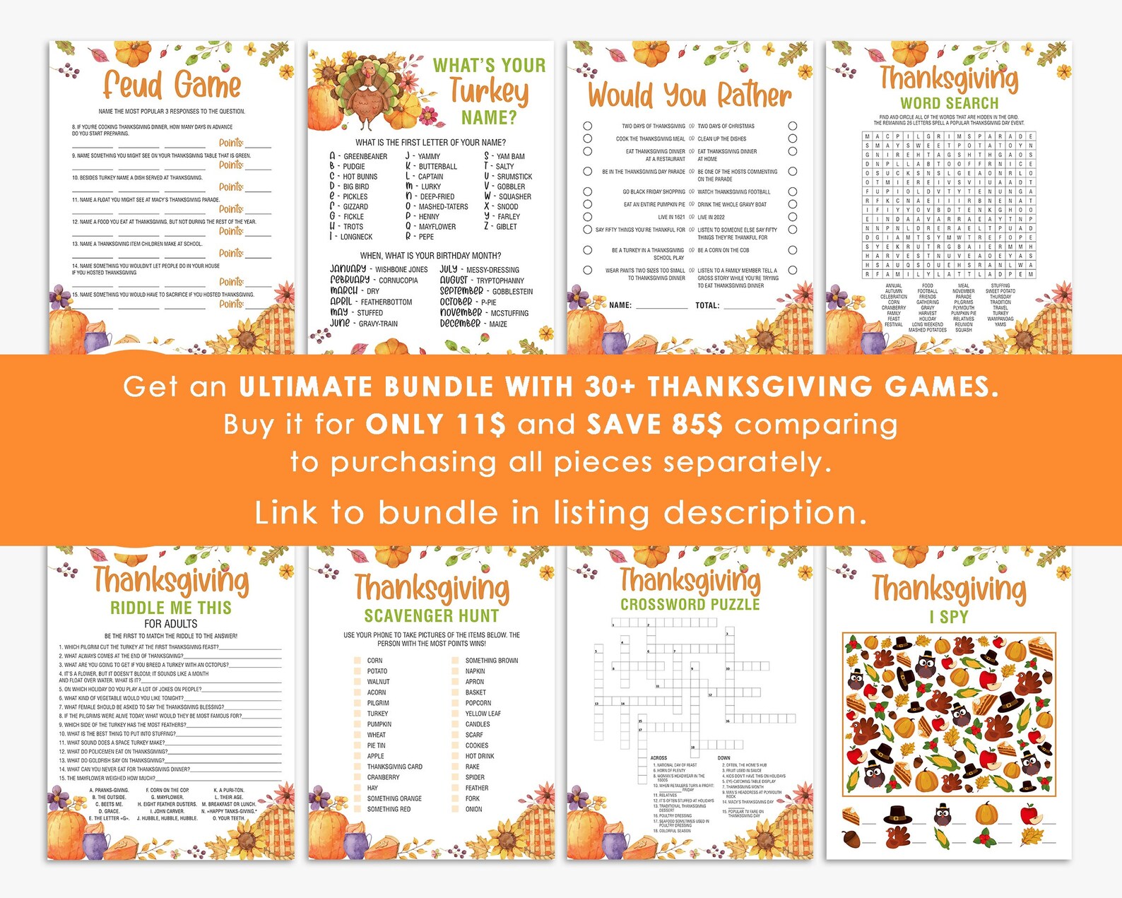 Thanksgiving Parade Scavenger Hunt, Thanksgiving Game for Kids ...