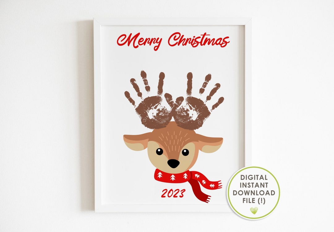 Handprint Christmas Craft, Reindeer Handprint Art, Christmas Keepsake ...