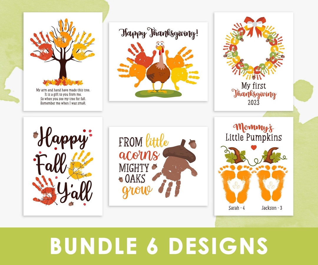 Thanksgiving Handprint Art, BUNDLE, Keepsake Crafts for Kids, My First ...