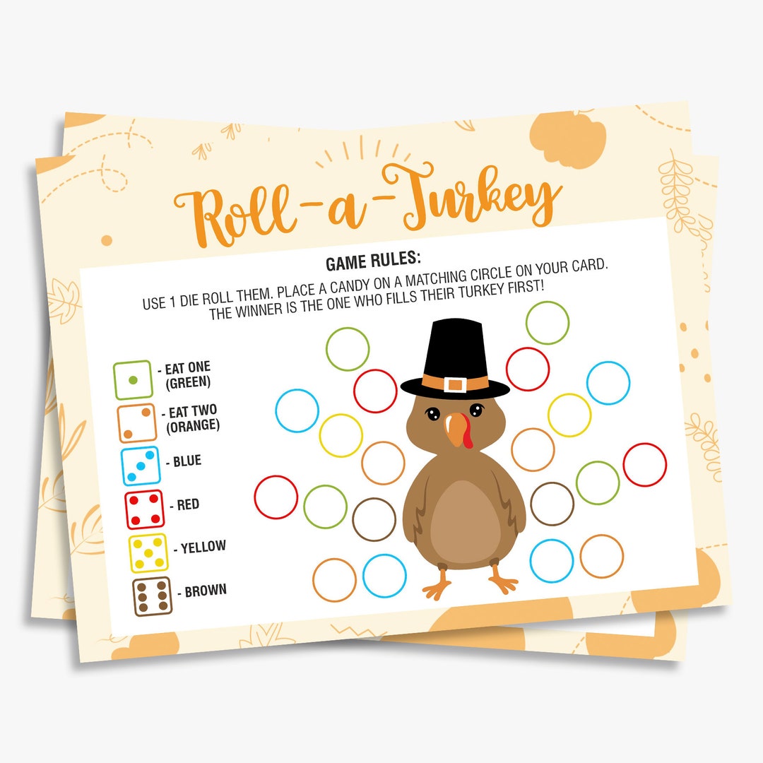 Roll a Turkey, Thanksgiving Game for Kids, Thanksgiving Games, Dice ...