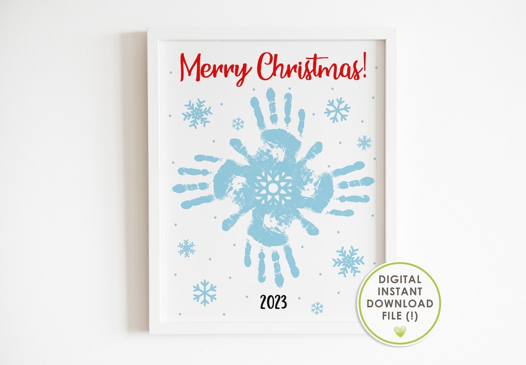 Snowflake Handprint Art, Christmas Kids Craft, Keepsake, 2023 ...