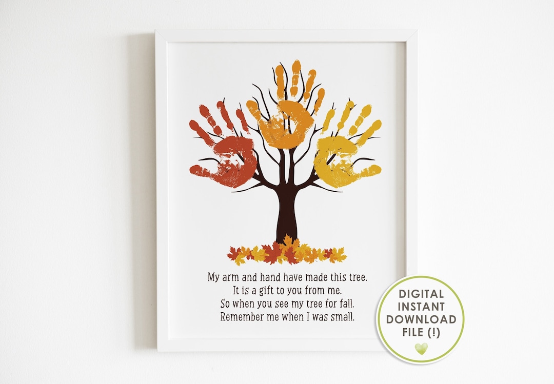 Tree Handprints Art, Fall Poem, Thanksgiving DIY for Kids, Autumn ...