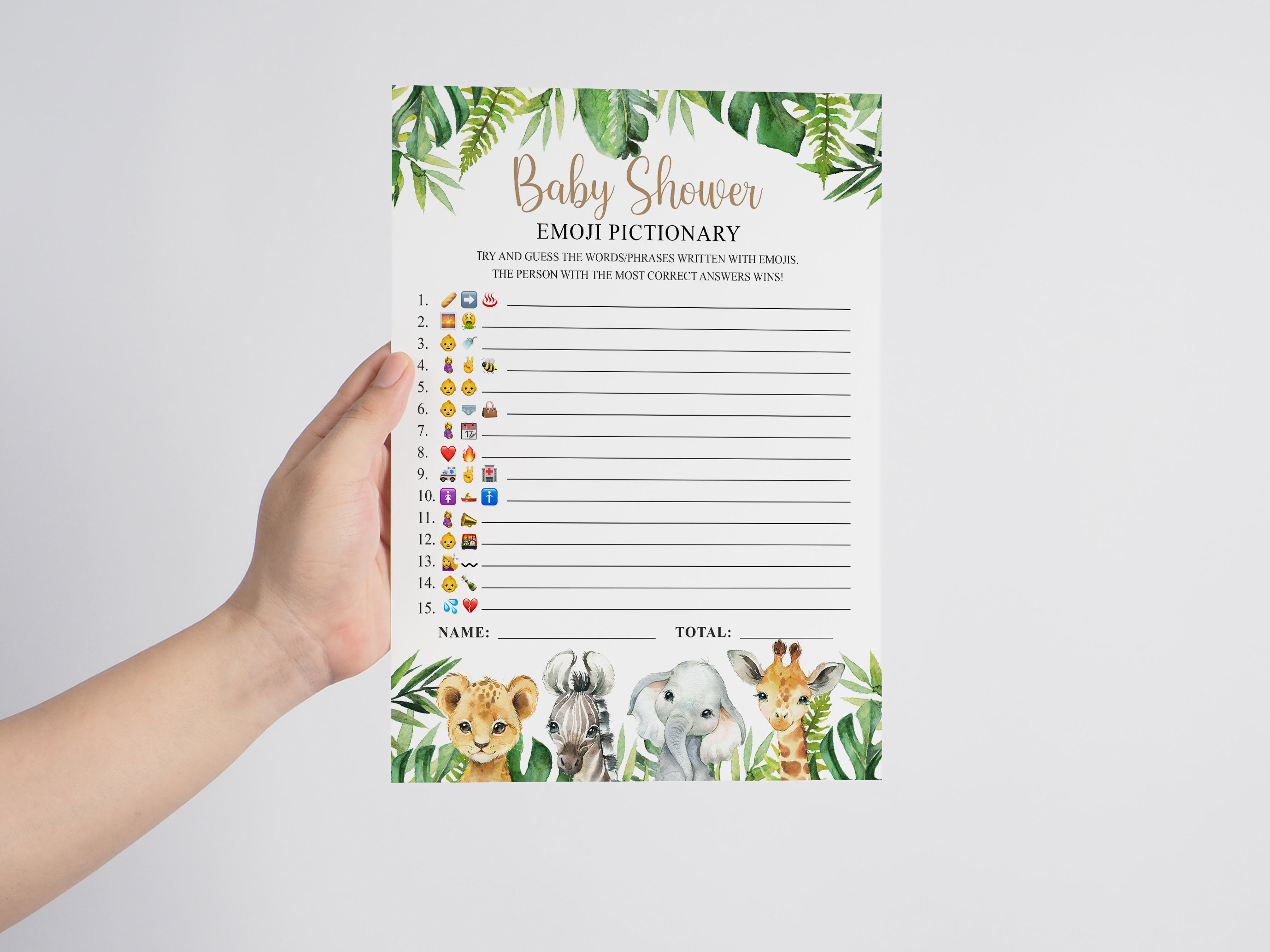 Baby Emoji Pictionary Game Safari Baby Shower Emoji Game - Etsy