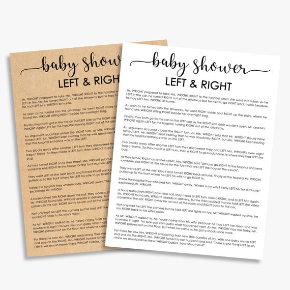 Left Right Baby Shower Game Kraft Rustic Baby Shower Left or - Etsy