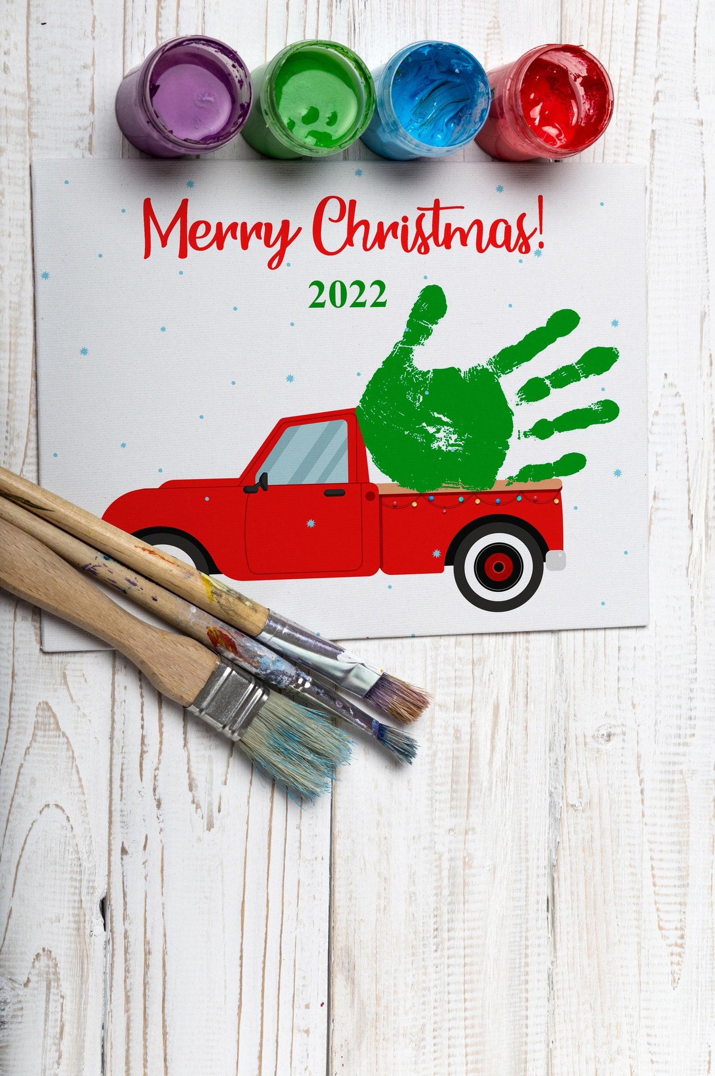 Red Truck Christmas Tree Footprint or Handprint Art Christmas - Etsy
