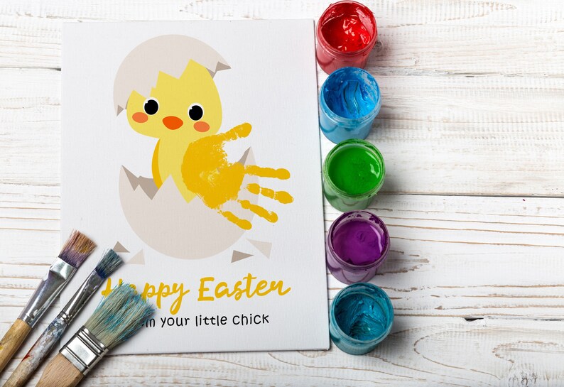 Baby Chick Handprint Art Printable Easter Craft Keepsake for - Etsy