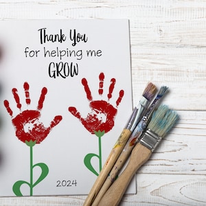 Thank You Gift Teacher, Printable Handprint Art, Thank You for Helping ...