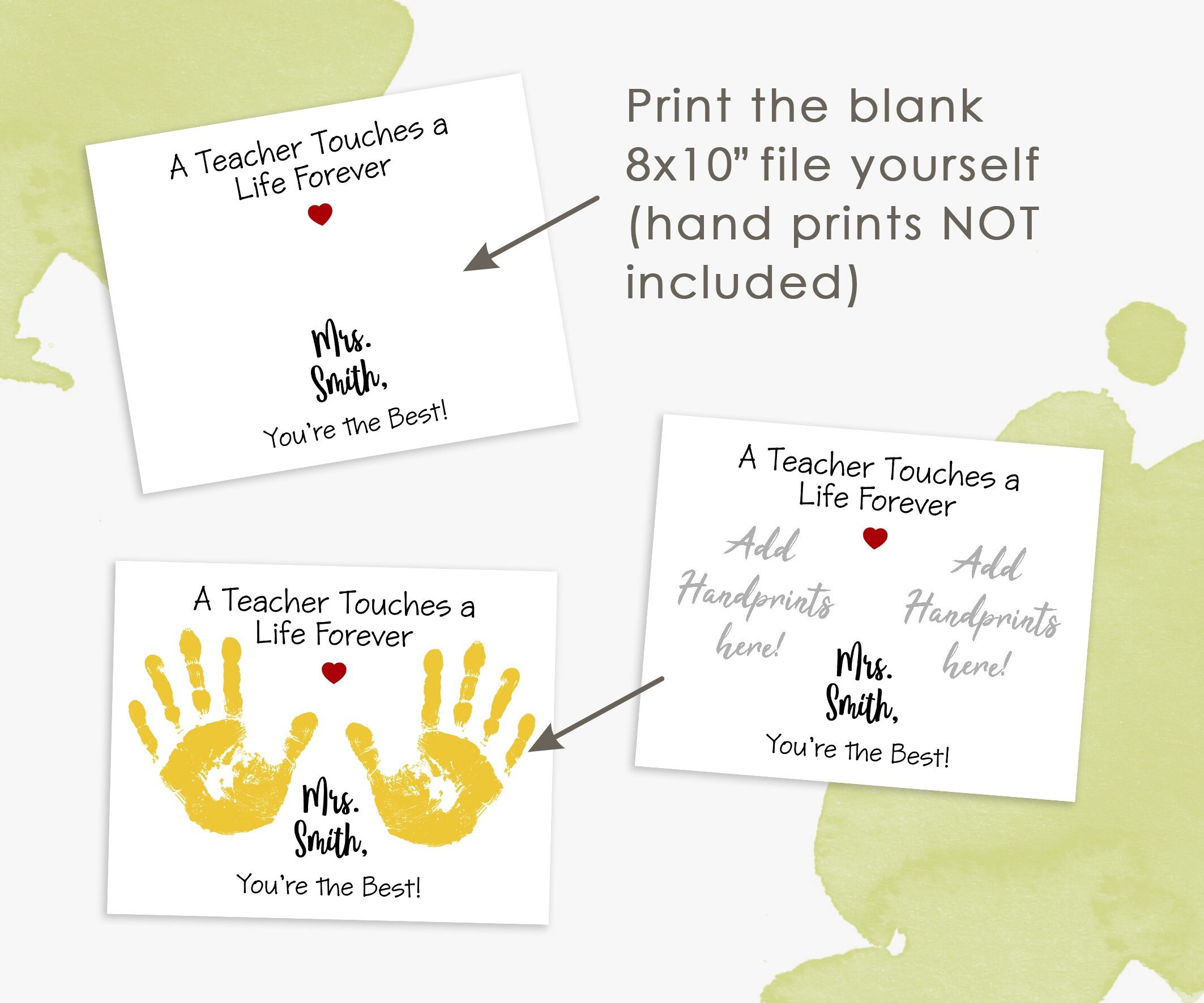 Handprint art craft / teacher gift / personalized / preschool | Etsy