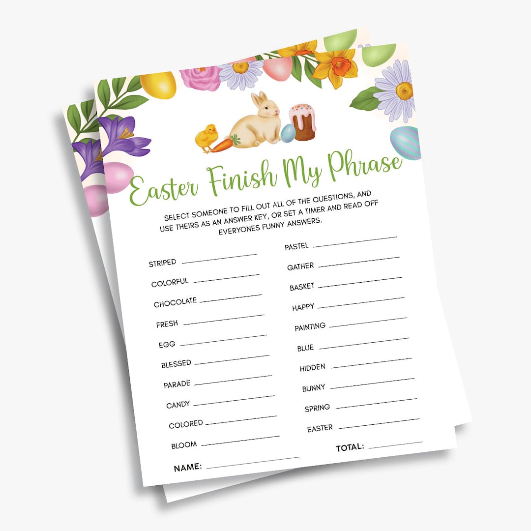Easter Finish My Phrase Game, Family | Group Easter Party Activity ...