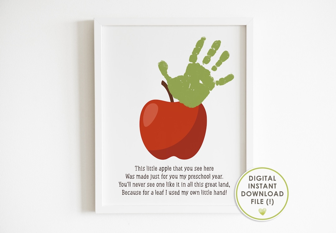 Preschool Apple Handprint Art: First Day Poem Keepsake (digital ...