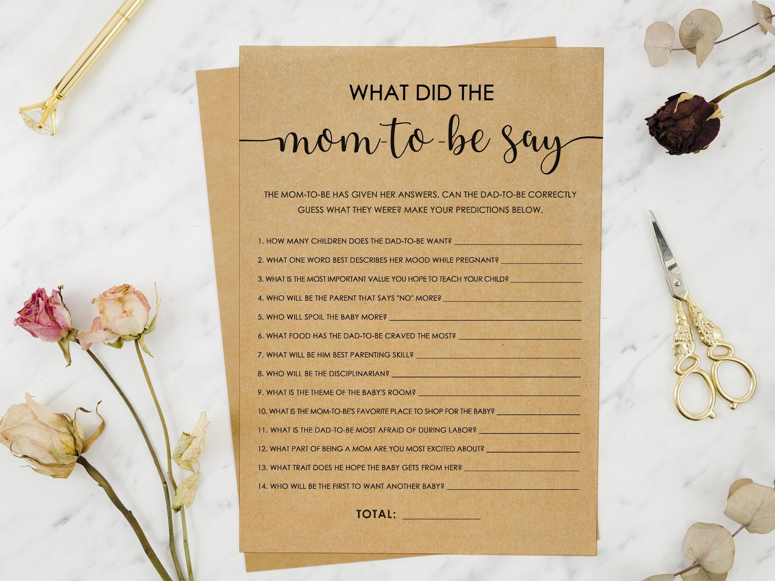 What Did the Mom Say Baby Shower Game Rustic Kraft - Etsy