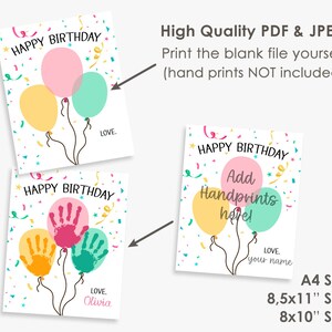 Handprint Balloons Birthday Card: DIY Keepsake Gift (printable) - Etsy