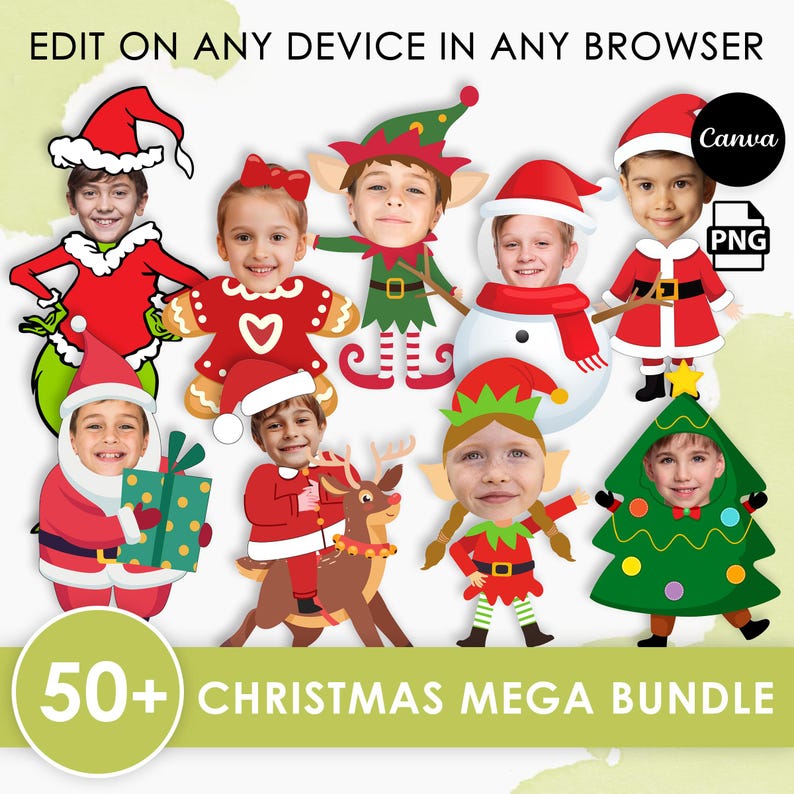 50+ Christmas Costume Photo Frames, BUNDLE, Add Your Own Photo, Elf ...