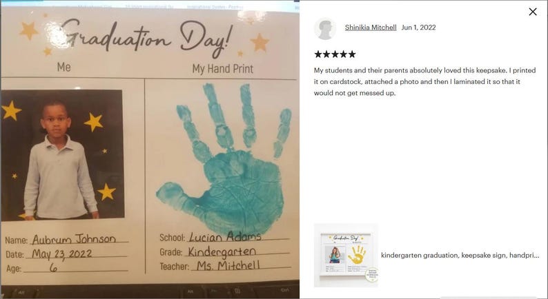 Kindergarten Graduation, Keepsake Sign, Handprint Art, Kindergarten ...