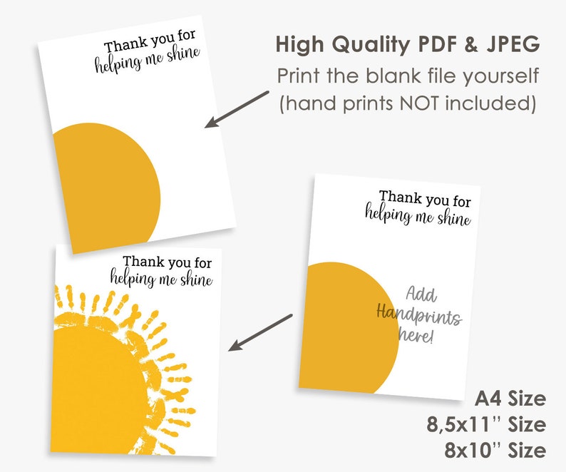 Sun Handprint Art, DIY, Dance Teacher, Thank You Gift, Appreciation ...