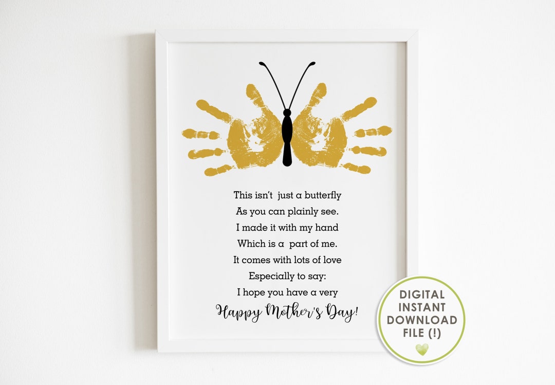 Handprint Art for Mothers Day, DIY Mothers Day Gift, Printable ...