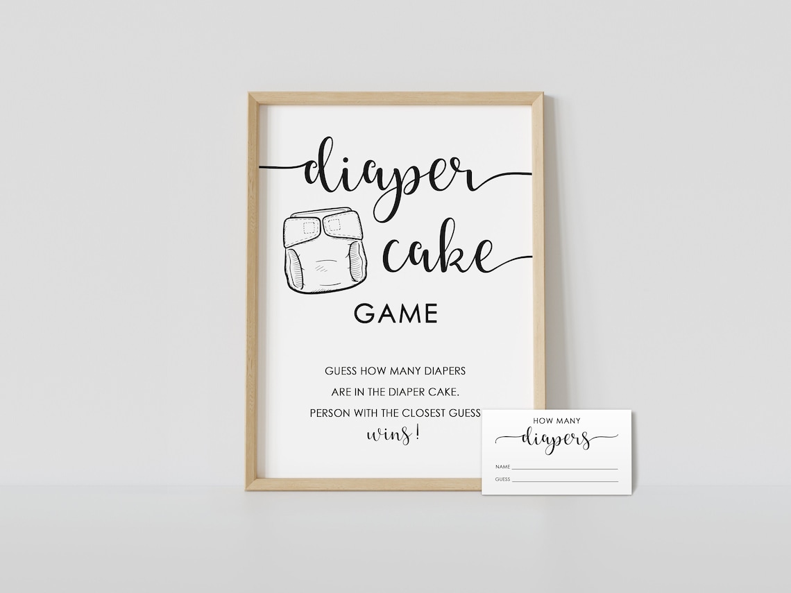 Diaper Cake Game Minimalist Baby Shower Guess How Many - Etsy