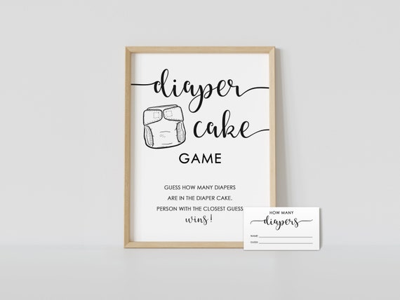 Diaper Cake Game Minimalist Baby Shower Guess How Many - Etsy