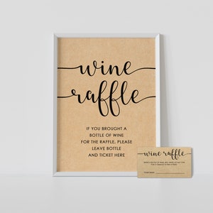 Wine Raffle Sign and Tickets, Rustic Bridal Shower Game, Stock the Bar ...