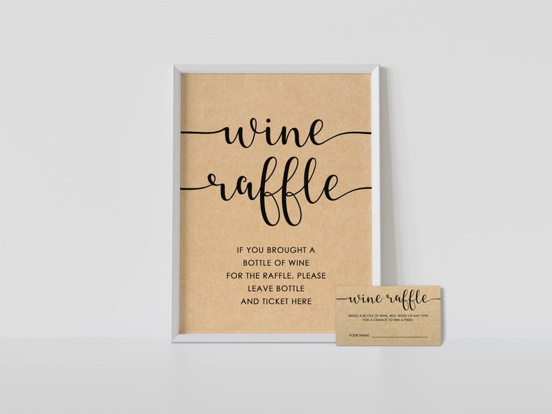 Wine Raffle Sign and Tickets Rustic Bridal Shower Game Stock - Etsy