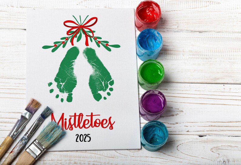 Christmas Footprint Art, Mistletoes, Mistle-toes, Christmas Craft for ...