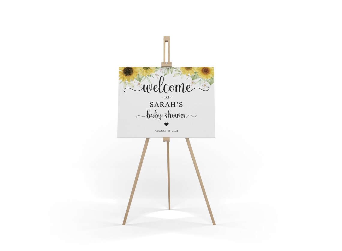 Sunflower Baby Shower Welcome Sign Template Printable Baby - Etsy