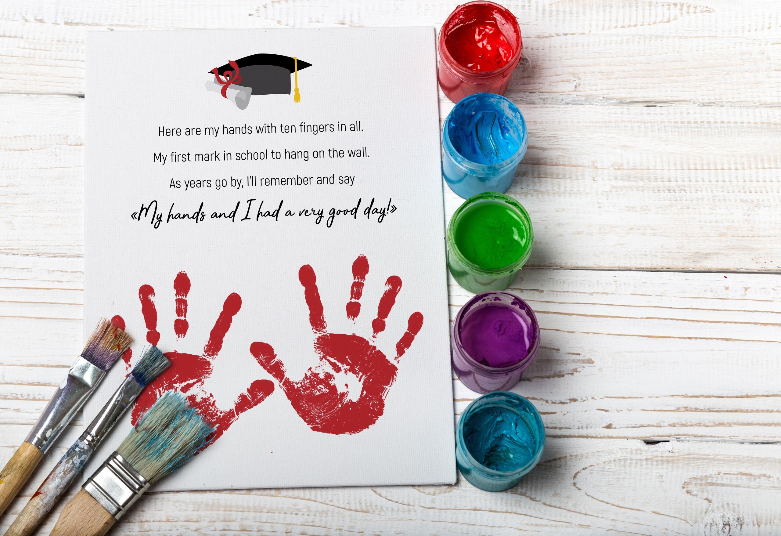 Handprint art first day of school printable kids craft | Etsy