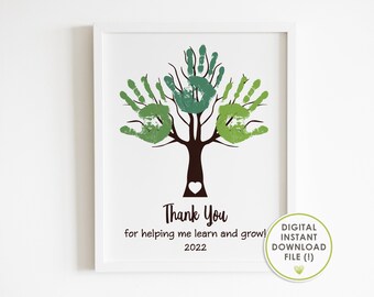 Thank You for Helping Me Grow Handprint Art Craft Kids | Etsy