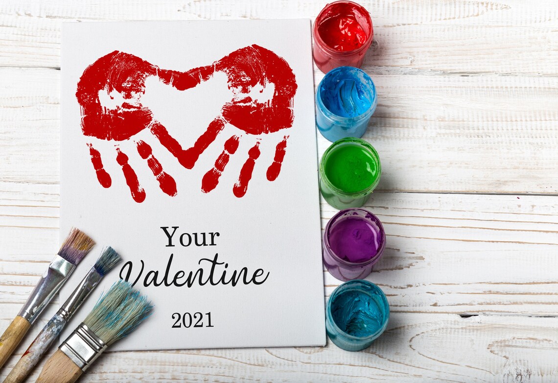 Handprint art valentine bundle dad valentines day gift | Etsy
