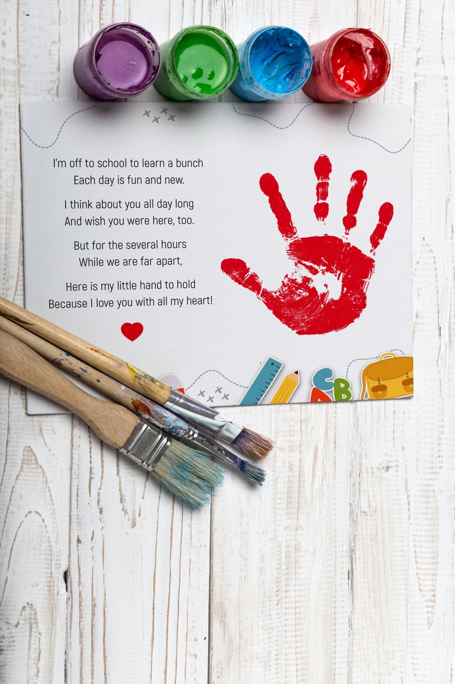 Back to School Poem Handprint Art First Day of School - Etsy