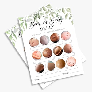 Beer or Baby Belly Game: Greenery Baby Shower (instant Download) - Etsy ...