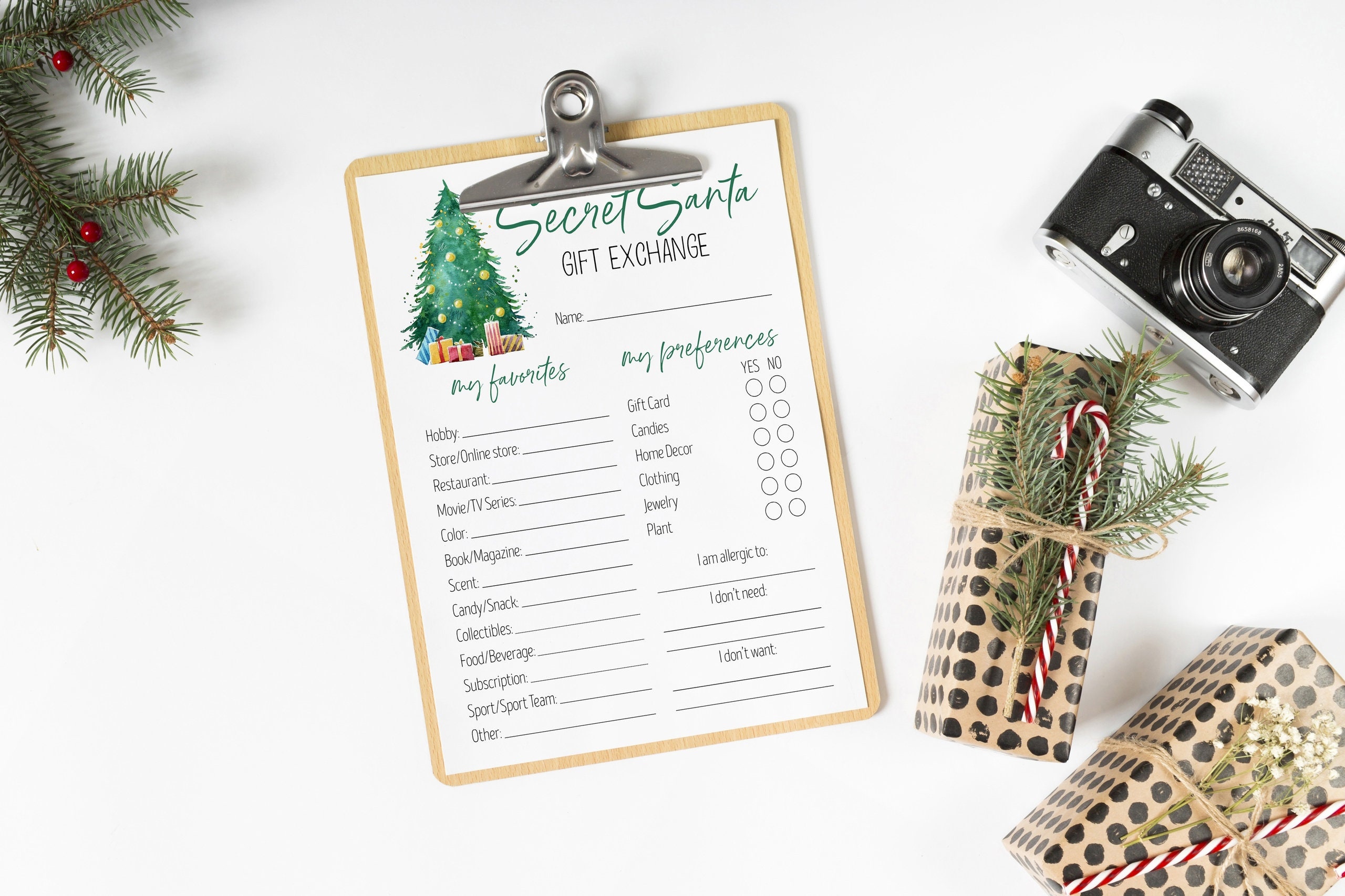 Secret Santa Gift Exchange Questionnaire Gift List Ideas - Etsy
